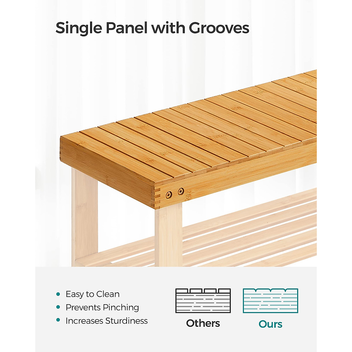 SONGMICS Shoe Rack Bench, 3-Tier Bamboo Shoe Storage Organizer, Entryway Bench, Holds Up to 286 lb, 11.3 x 27.6 x 17.8 Inches, for Entryway Bathroom Bedroom, Natural ULBS04N