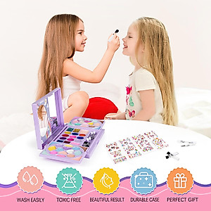 Kids Makeup Kit for Girls Real Washable Cosmetic 3+ Year Girl Birthday Gifts Pretend Play Toys for Girls 4-6, 6-8, 8-10 Non-Toxic