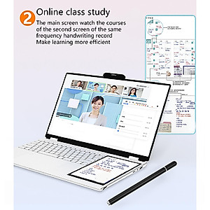 GOWENIC Double Screen Laptop for Win 11, 15.6 Inch IPS Screen Notebook with 7 Inch IPS Touch Screen, Laptop Computer with N5105 Quad Core 2.0GHz Processor (16GB+512GB US Plug)