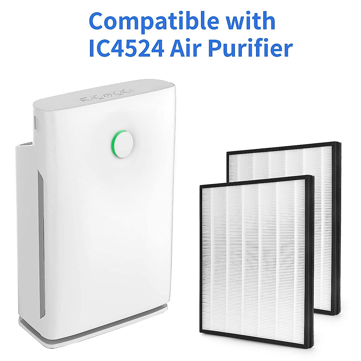 FCFMY 2 Packs H13 True HEPA Replacement Filter Compatible with InvisiClean Claro IC-4524 Air Cleaner Purifier with Activated Carbon Pre-Filter