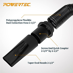 POWERTEC 70208 Dust Collection Flexible Hose Kit, 2-1/4" , Black