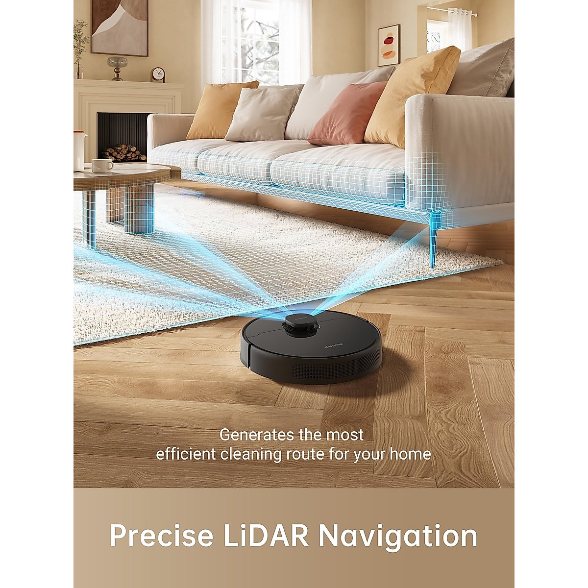 dreame D9 Max Robot Vacuum and Mop Combo, LiDAR Navigation, 4000Pa Strong Suction Power, 180mins Runtime, 2-in-1 Sweep and Mop, Compatible with Alexa