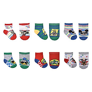 Mickey Mouse Boys' Quarter Socks, White, 12-18M