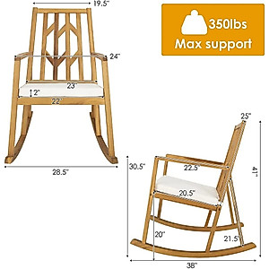 ZHYH Rocking Chair Acacia Arm Cushion Sofa Garden