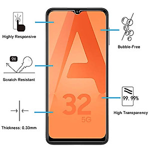 NEW'C [3 Pack] Designed for Samsung Galaxy A32 5G Screen Protector Tempered Glass, Case Friendly Ultra Resistant