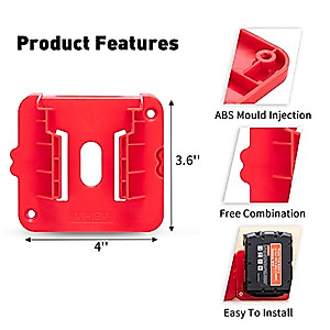 Crtbelfy Battery Holder for Milwaukee M18 18V Battery, Wall Mount Batteries Storage for Work Van, Shelf, Toolbox - 5 Pack