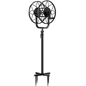 EVEAGE Garden Hose Reel Holder - Freestanding 360 Degree Rotate Reel, Heavy Duty Metal Stand, Support 150ft Water Hose of 5/8 Inches, Suitable for Outdoor Gardens, Lawns and Courtyards