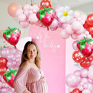 Strawberry Balloon Garland Berry First Birthday Party Decorations Pink Red Balloon Arch Ideal for Berry Sweet Themed Celebrations, Sweet Girl Baby Showers，Strawberry and Pastel Daisy Party Supplies