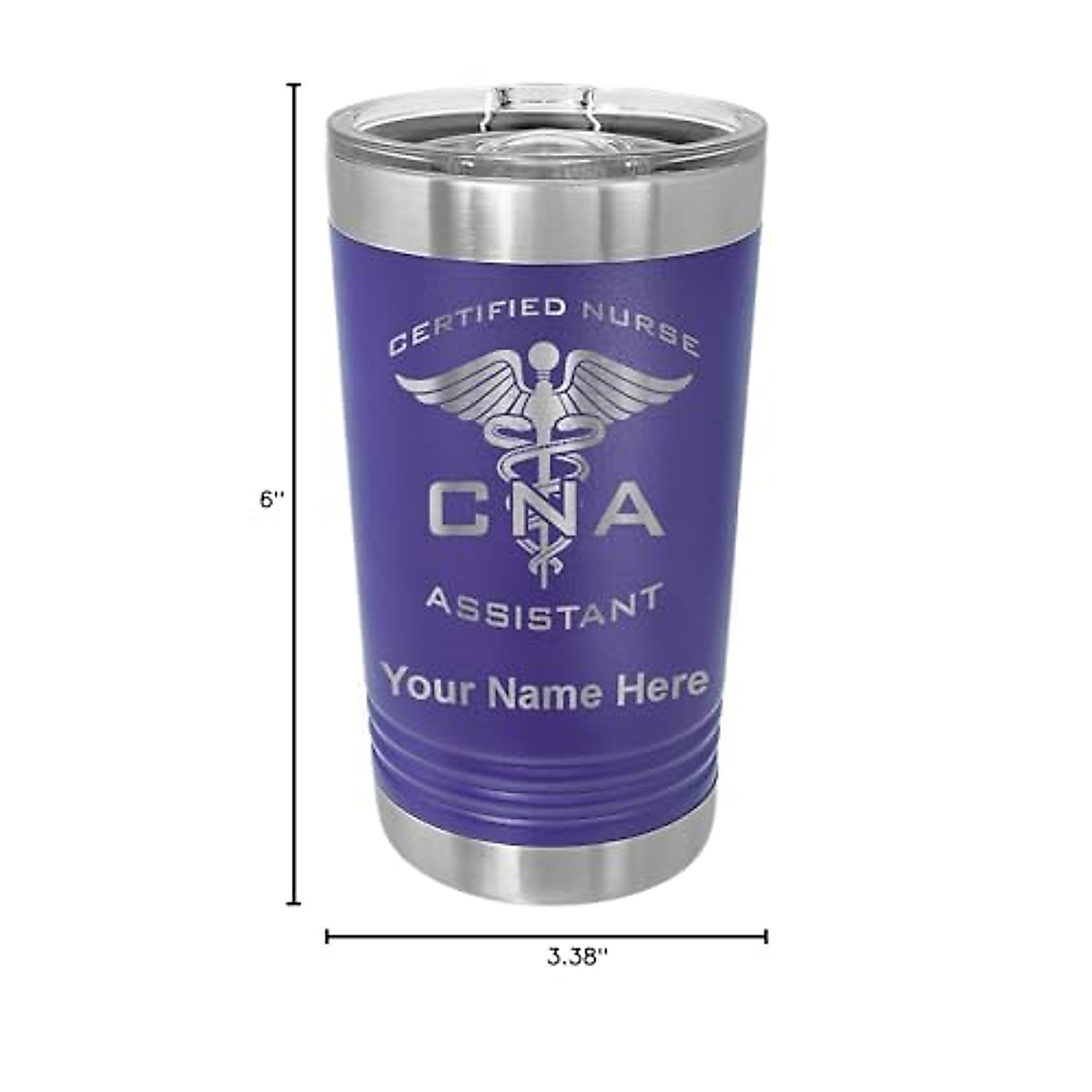 LaserGram 16oz Vacuum Insulated Pint Tumbler, CNA Certified Nurse Assistant, Personalized Engraving Included (Dark Purple)