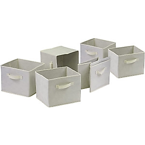 Winsome Fabric Capri Foldable Basket, Beige, 6/Pack (82611)