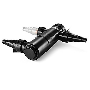 Flexzion 18 Watt UV Sterilizer Light 110V Water Clarifier Lamp Ultraviolet Filter with Bulb Tube Power Adapter for Aquarium Pond Tank Gold Fish Reef Koi (CUV-118)