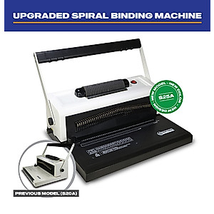 PrintFinish Coilbind S25A Upgraded Spiral Coil Binding Machine - with Electric Coil Inserter - Professionally Bind Presentations Documents - Free Crimper Free Box of 100 Plastic coils - 4 to 1 Pitch