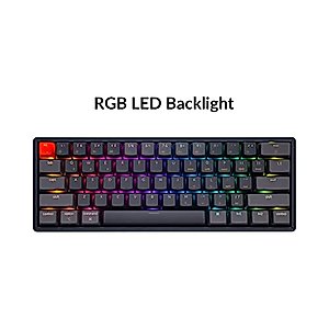 Keychron K12 60% Layout Bluetooth Wireless/Wired Hot-swappable Mechanical Keyboard with Optical Red Switch, Compact 61 Keys RGB Backlit Keyboard Aluminum Frame Compatible with Mac Windows