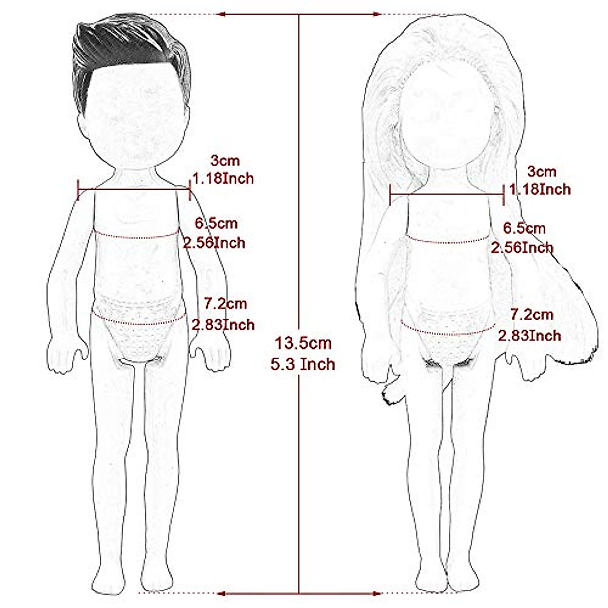 ENOCHT 22 PCS 5.3 Inch - 6 Inch Chelsea Doll Clothes and Accessories Include 5 Tops, 5 Pants for Boy Dolls, 5 Dresses for Girl Dolls and 2 Shoes, 10 Outfits Hangers