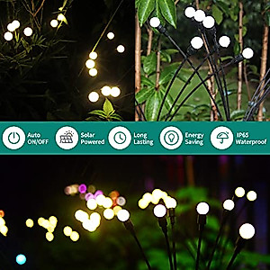 DURPAR Solar Garden Lights, New Upgraded Solar Firefly Lights Outdoor Waterproof, Solar Outdoor Lights, Solar Garden Decorative Lights Yard Patio Pathway Decoration, Warm White