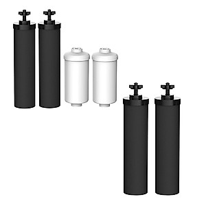 Filterlogic NSF/ANSI 372 Certified Water Filter, Replacement for Black Filters (BB9-2) & Fluoride Filters (PF-2) Combo Pack and Gravity Filter System - Includes 2 Black Filters and 2 Fluoride Filters