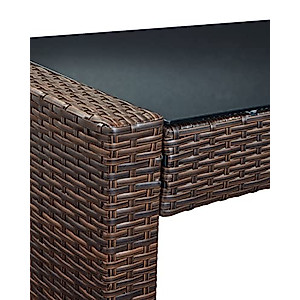 Signature Design by Ashley East Brook Outdoor Wicker Loveseat with Table Set, Brown