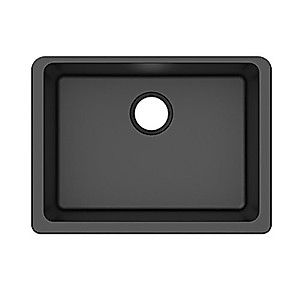 Winpro New Black Granite Quartz 25" x 18-1/2" x 9-1/2" Single Bowl Undermount Sink