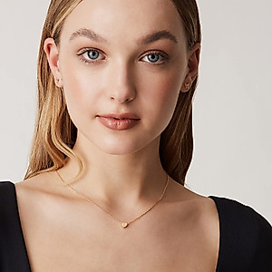 PAVOI 14K Yellow Gold Plated Mini Dainty Heart Initial Necklace | Slider Adjustable Necklace - 18" | Letter Necklaces for Women | C Initial