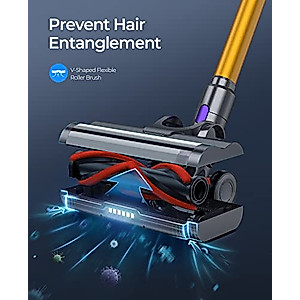 Laresar Cordless Vacuum Cleaner, 400W/33000pa Stick Vacuum Cleaner with Touch Screen, Up to 50 Mins Runtime, Handheld Anti-Tangle Vacuum Cleaner, Edge Cleaning, Pet Hair, Carpet and Hardwood Floor