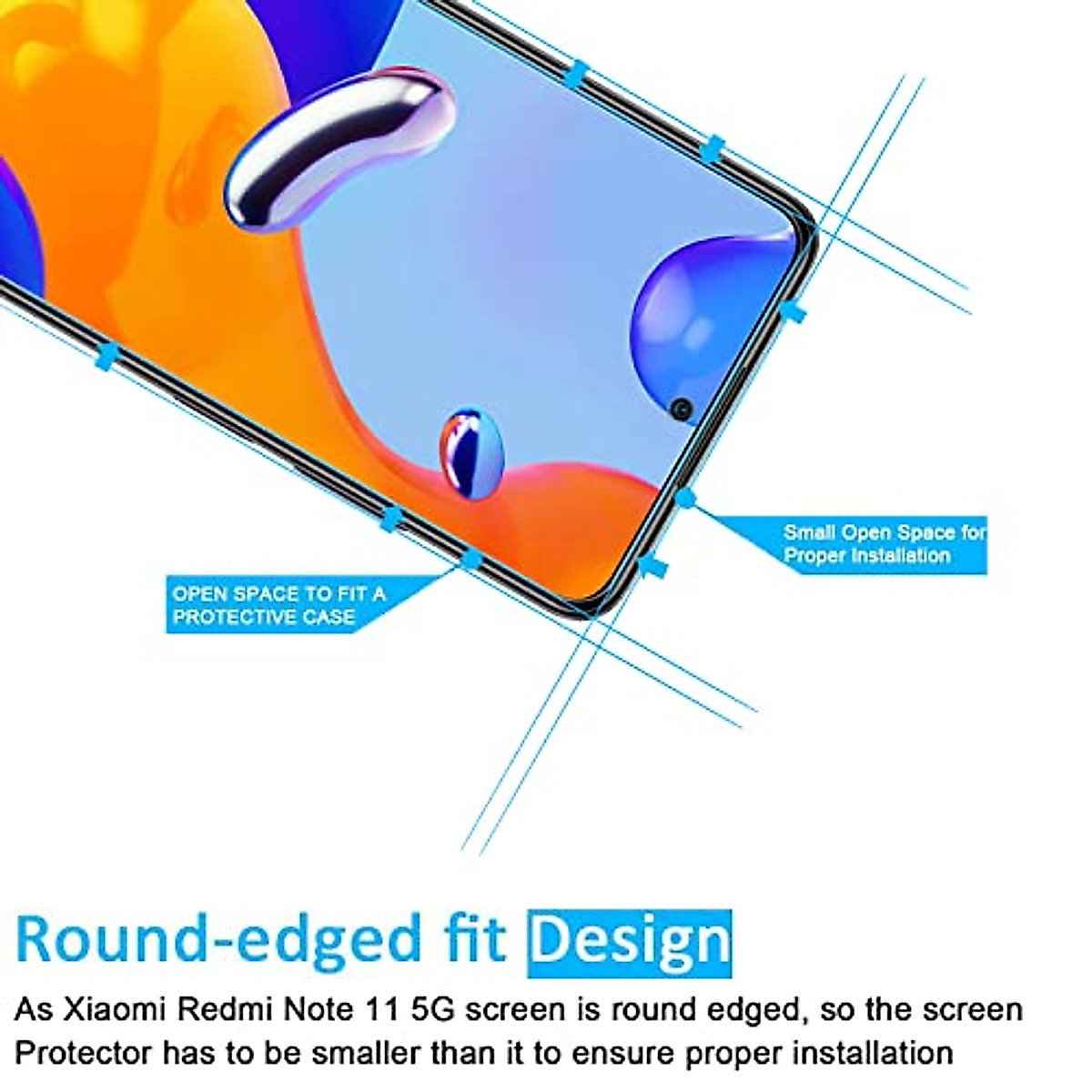 NEW'C 3 Pack Designed for Xiaomi Redmi Note 11 Pro, Redmi Note 11 Pro 5G, Anti-Scratch, Anti-Fingerprints, 9H Hardness, 0.33 mm Ultra Transparent, Ultra Resistant