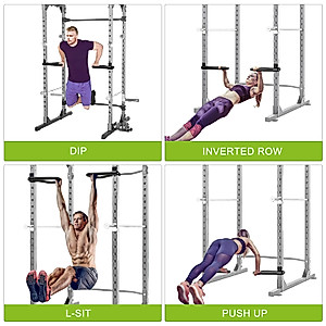 SELEWARE Solid Dip Bar Attachment for 2" x 2" with 1" Hole Power Cage Squat Rack, Set of 2 Dip Bar Grip Handles for Strength Training, Double Welding Design, 500 lbs Capacity