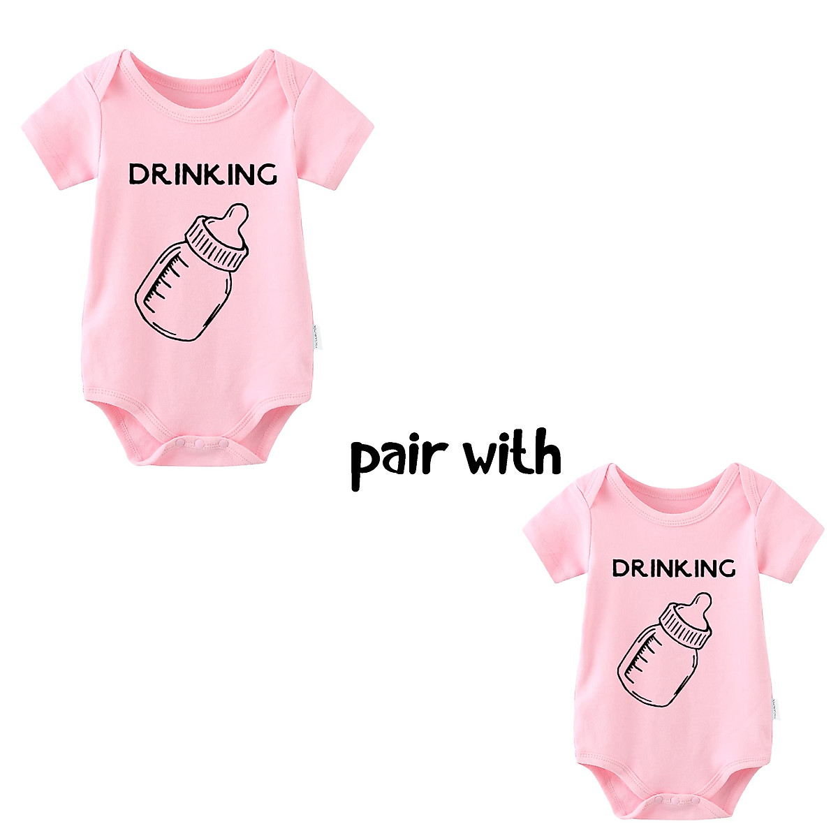 YSCULBUTOL Baby Twins Bodysuit Drinking Buddies Baby Twin Romper Boy Outfits Girl Jumpsuits Baby Triplets Set（newest 0-3m）