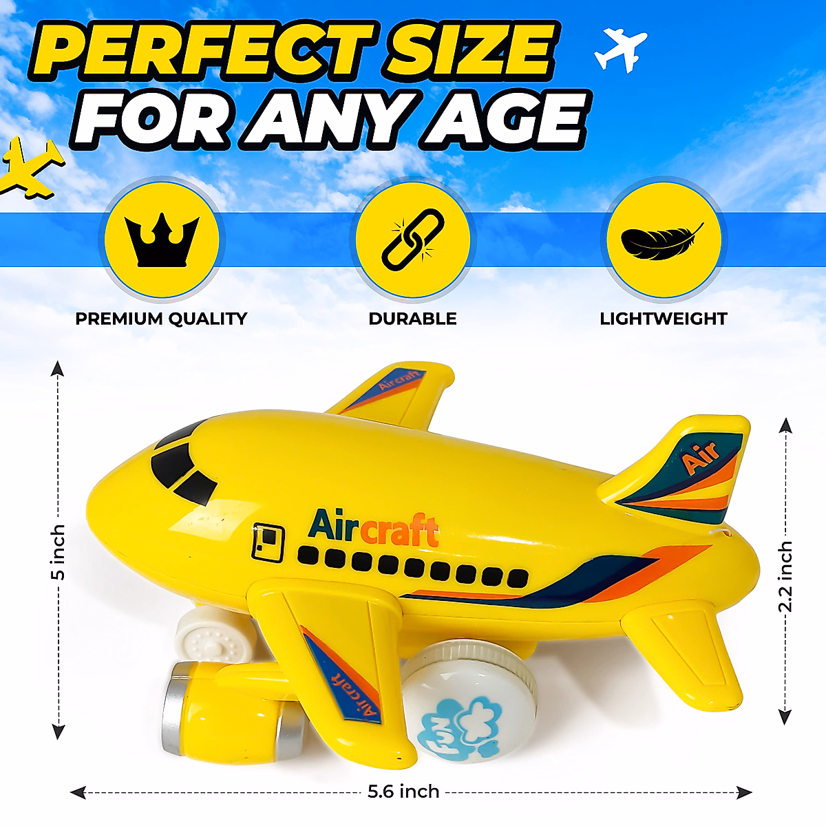 KIDSTHRILL Kids Airplane Toy for Boys & Girls. Set of Three Toy Airplanes with Flashing Lights, Music & Airplane Sound, Push and Go Toy Plane Gift Toys for Toddler Boys 2 3 4 5 6 7 Years Old & up