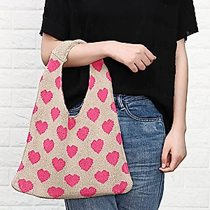 Ovida Shoulder Bag for Women Clutch Tote Handbag Purse Crocheted Bags Y2k Aesthetic Bag(Khaki)