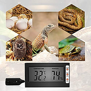 Simple Deluxe Digital Thermometer and Hygrometer with Humidity Probe for Reptile Tank/Egg Incubator Easy to Read, Thermo&Hygro Meter, Black