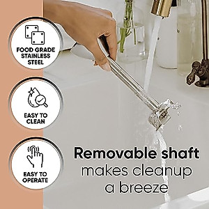 TK Tartle Kitchen Handheld Immersion Blender for Kitchen and Soap Making - Blend Food, Soups, Fillings, 7” Stainless Steel with Variable Speed - with Cord for Electric Hand Blending