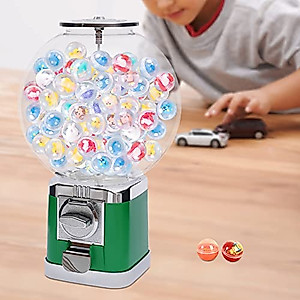 Gdrasuya10 Vending Machine, 18.11" Big Bubble Gumball Machine Lockable Candy Gumball Dispenser Machine Large Capacity Toy Vending Machine for 1.26inch Ball or Candy, Green