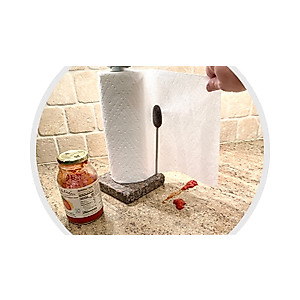 Premium Granite Paper Towel Holder - Free Standing Kitchen Paper Towel Roll Holders with Granite Base for Easy One Handed Use - Holds Standard or Jumbo-Sized Rolls (Each Holder is Unique) Made in USA