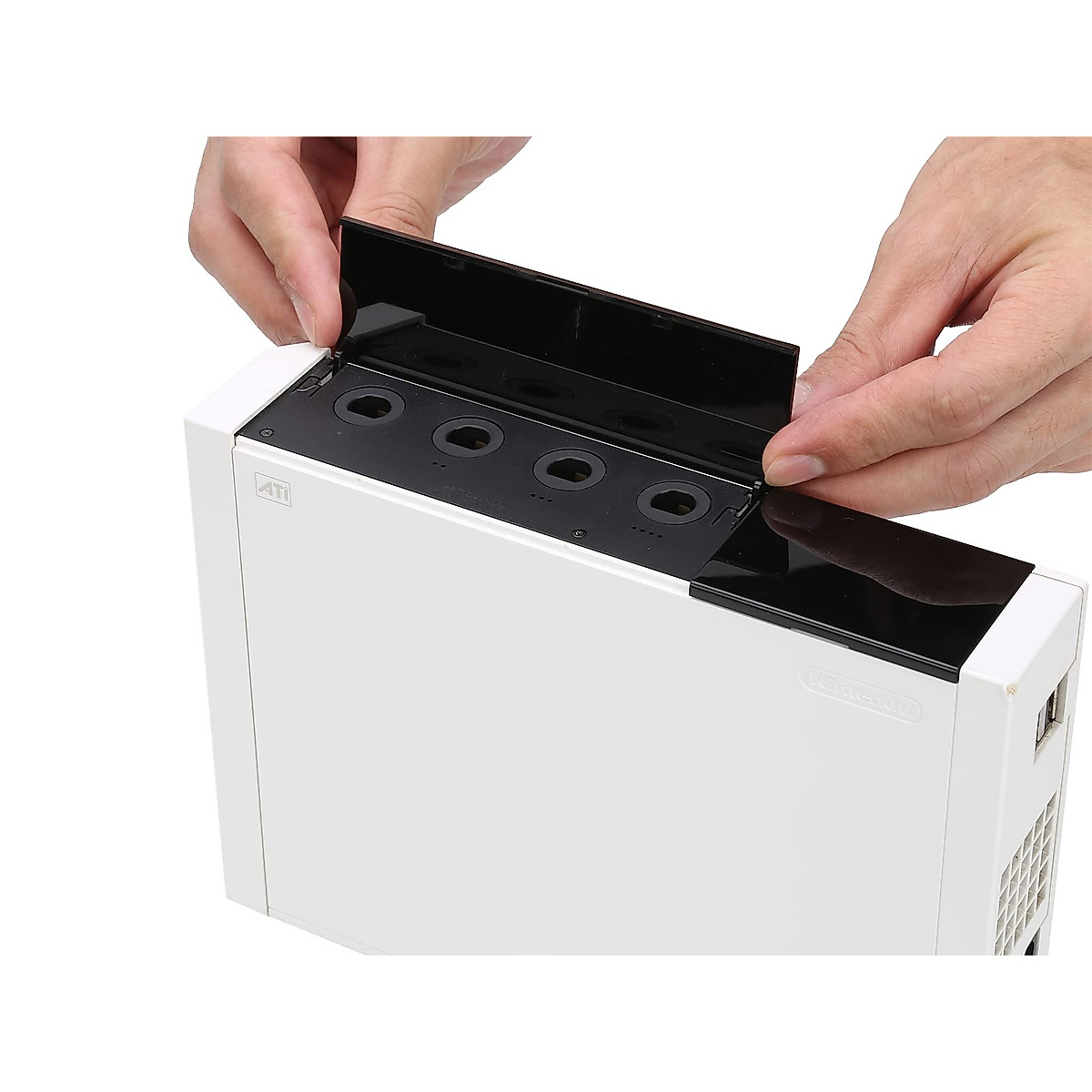 Wii Console Replacement Dust Door, 3 in 1 Repair Part Slot Cover for Nintendo GameCube, NGC Conrtroller/NGC Memory/SD Slot Lid-Black