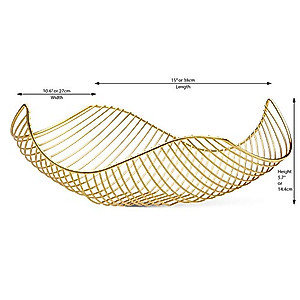 Vistella Fruit Bowl Basket in Shiny Gold - 6 Colors Available - Stainless Steel Wire Design with Modern Styling - Decorative Countertop Centerpiece