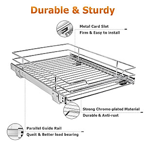 G-TING Pull Out Cabinet Organizer, Heavy Duty Slide Out Pantry Shelves Sliding Drawer Storage for Home, Kitchen, Bathroom, 12.44" W x 16.54" D, Request at Least 13 inch Cabinet Opening