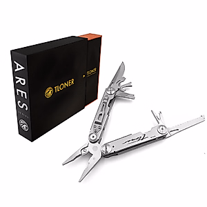 TLONER, ARES Series 15-P Pocket Size Multitool with Premium Stainless Steel Pliers, Short Dagger, Black Luxury Gift Box