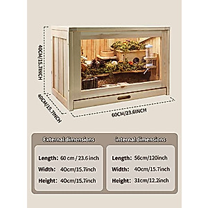 Rubor Hamster Cage Wooden Hamster Cages and Habitats for Dwarf Hamster, Guinea Pig, Chinchilla, 2-Tiers with Shelf and Ladder, Openable Top, Pull-Out Tray, Natural Wood