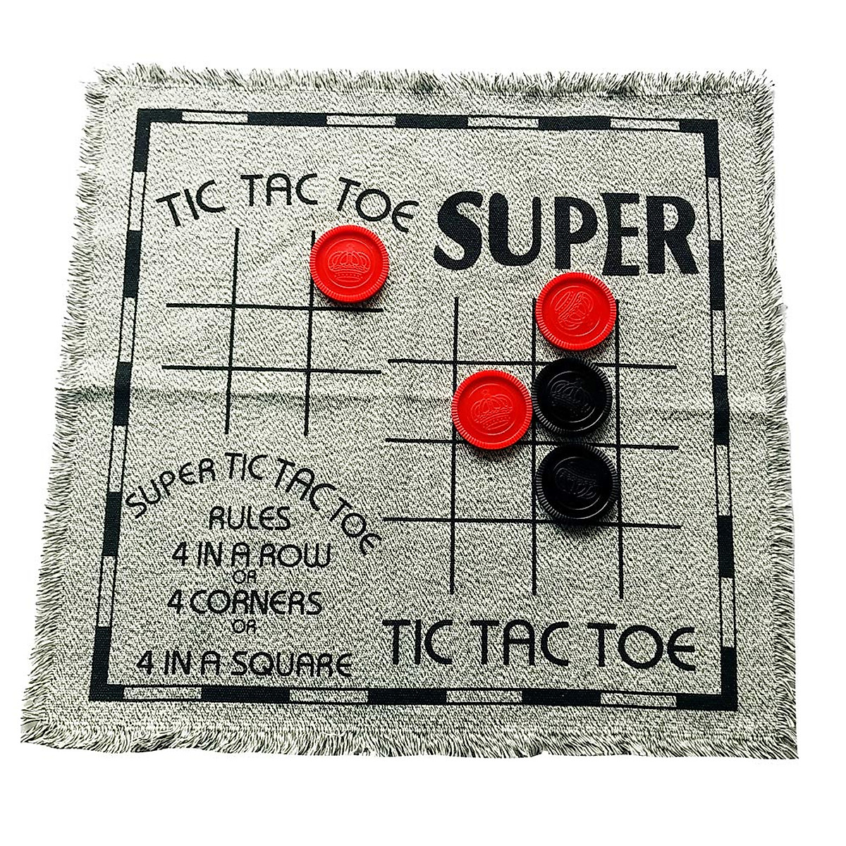 Yuanhe Gaint Checkers Game Set - Large 3 in 1 Checkers Including Tic Tac Toe with Reversible Rug, Calssic Indoor Outdoor Yard Games for Family