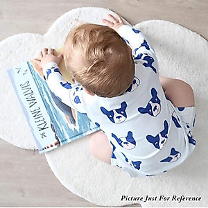 Habudda Area Rug, Bedroom Playroom Classroom Kids Nursery Rugs, Small White Cloud Decor Doormat Shower Bath Mat, Outdoor & Indoor Floor Soft Non-Slip Carpet for Baby Boy and Girl, Pure Cotton, 40"x26"