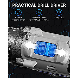 DEKOPRO Cordless Drill, 12V Rechargable Battery Electric Power Impact Drill Driver Set for Home