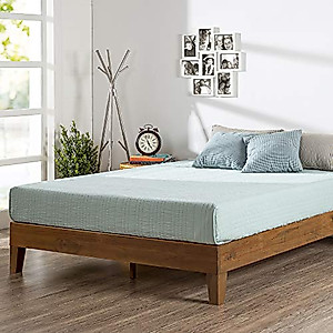 Zinus Alexis Deluxe Wood Platform Bed Frame, Rustic Pine, Queen & 12 Inch Green Tea Memory Foam Mattress/CertiPUR-US Certified/Bed-in-a-Box/Pressure Relieving, Queen