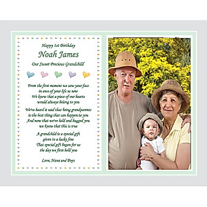 Poetry Gifts Grandchild Birthday or Baptism Personalized with Names from 1 or Both Grandparents, Custom 8x10 Inch Print