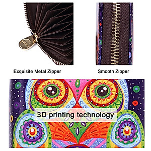 APHISON RFID Credit Card Holder Wallets for Women Leather Cartoon Patterns Zipper Card Case for Ladies Girls/Gift Box 006