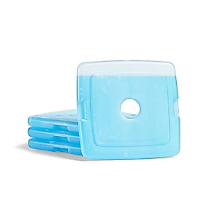 Cool Coolers by Fit + Fresh, 4 Pack Slim Ice Packs, Space Saving Reusable Ice Packs for Lunch Boxes or Coolers, Single Pack