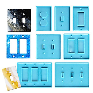 Light Switch Cover Resin Molds,Switch Socket Panel Plaster Mold for Epoxy Resin,Switch Socket Panel Epoxy Molds,Switch Plate Silicone Mold Outlet Cover Molds for DIY Crafts Making Home Decor（7pcs）