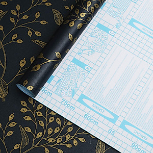 Heroad Peel and Stick Wallpaper Dark Blue Contact Paper Gold Floral Wall Paper Modern Boho Removable Contact Paper for Cabinets Drawers Bedroom Self Adhesive Vinyl Papel Tapiz para Pared 118" x 17.3"