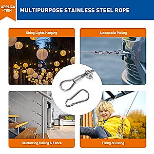 MAGZO Stainless Steel Clothesline Portable Detachable Laundry Wire Vinyl Coated Clothesline Wire Kit with Tightener System Hanging Rope Cable Set for Curtain/Car/Garage/Outdoor/Indoor/Travel (30FT)