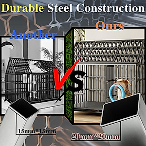 Afqxf Large Dog Crate Cage, 47'' Heavy Duty Galvanized Iron Dogs Cage Kennels Crates Furniture with Front Door, Top Door and 4 Lockable Wheels, Perfect for Patio, Home, Backyard, Black