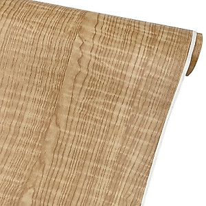 Yifely Light Yellow Wood Textured Furniture Paper Peel & Stick Shelf Liner Cabinet Door Sticker 17.7inch by 9.8 Feet